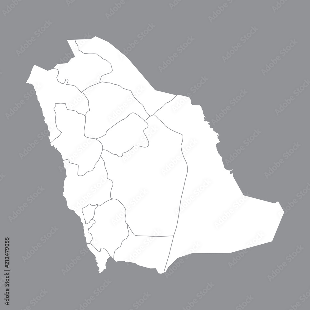 Blank map Saudi Arabia. High quality map of Saudi Arabia on gray ...