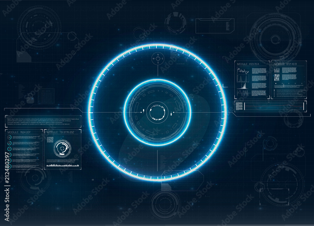 Hud. Icon. Futuristic screen hud concept. Digital radar screen. Hud ...