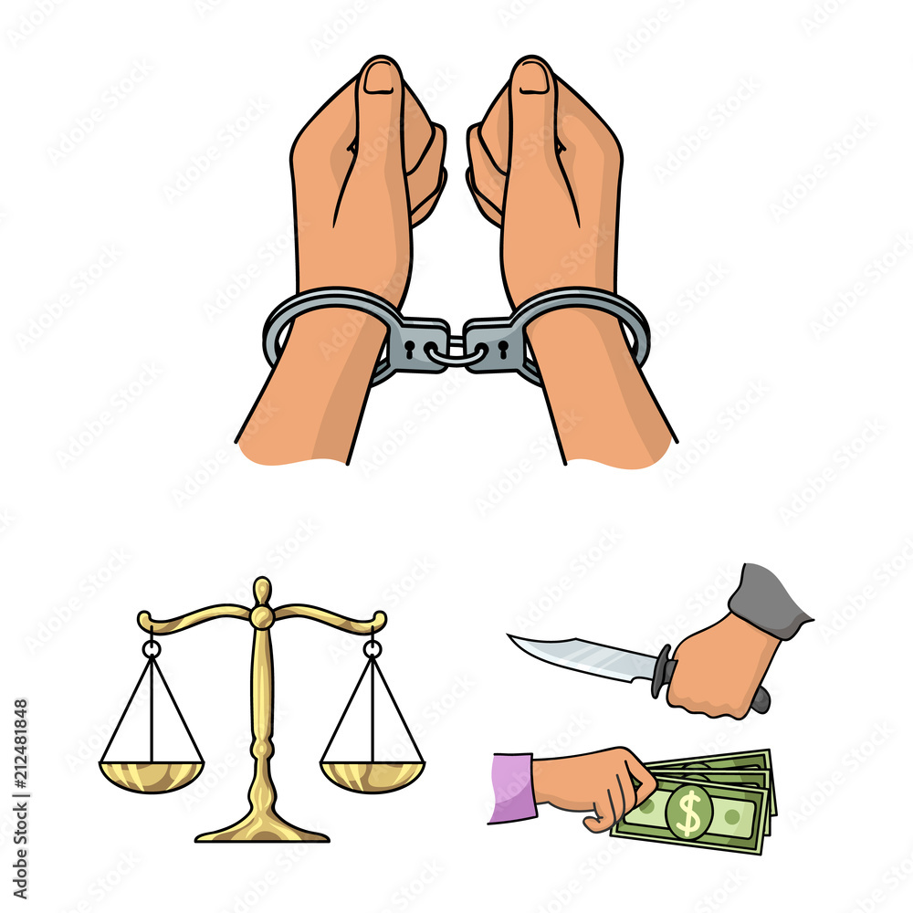 Crime and Punishment cartoon icons in set collection for design ...
