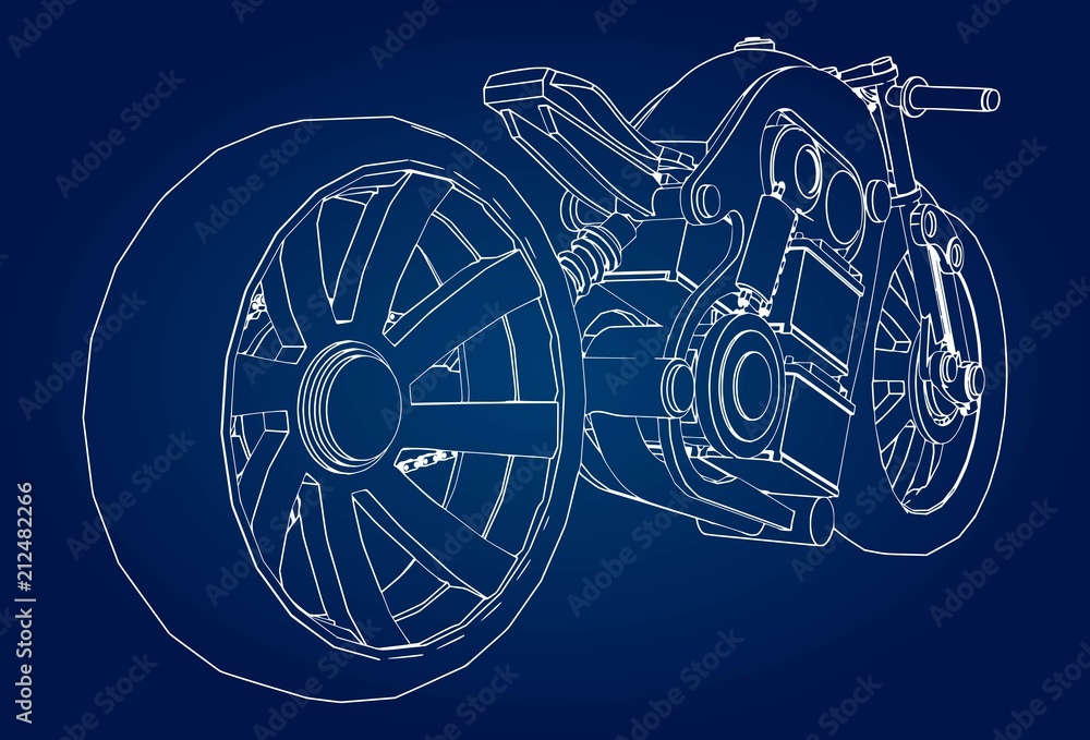 The concept of the electric motorcycle of the future. Vector ...