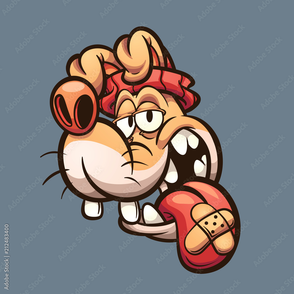 Dopey cartoon dog head. Vector clip art illustration with simple ...