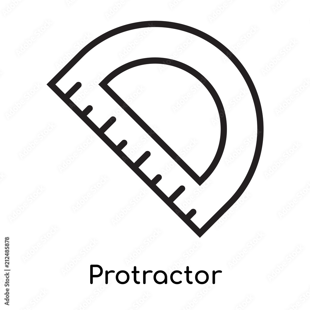 Protractor icon vector sign and symbol isolated on white background ...