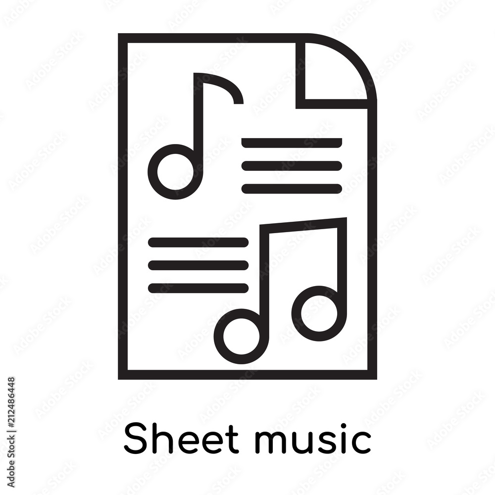 Sheet music icon vector sign and symbol isolated on white background ...