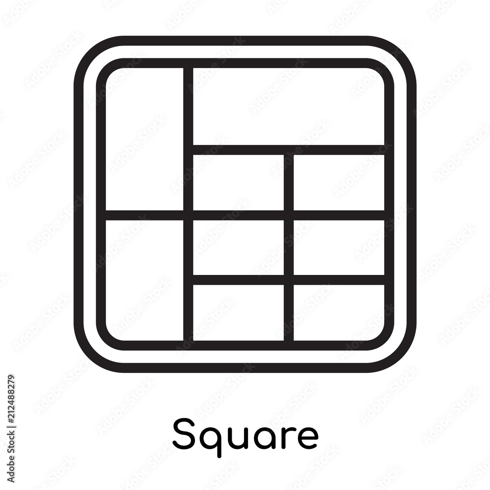 Square icon vector sign and symbol isolated on white background, Square ...