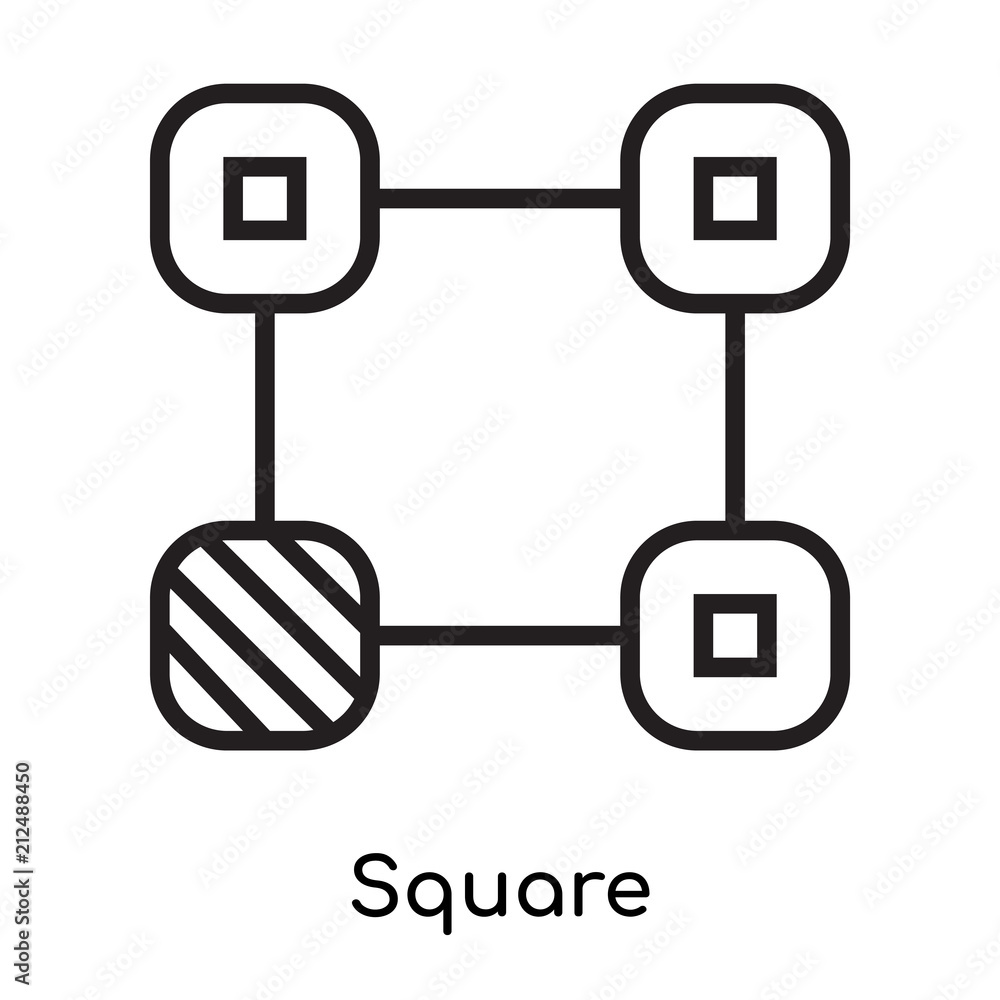 Square icon vector sign and symbol isolated on white background, Square ...