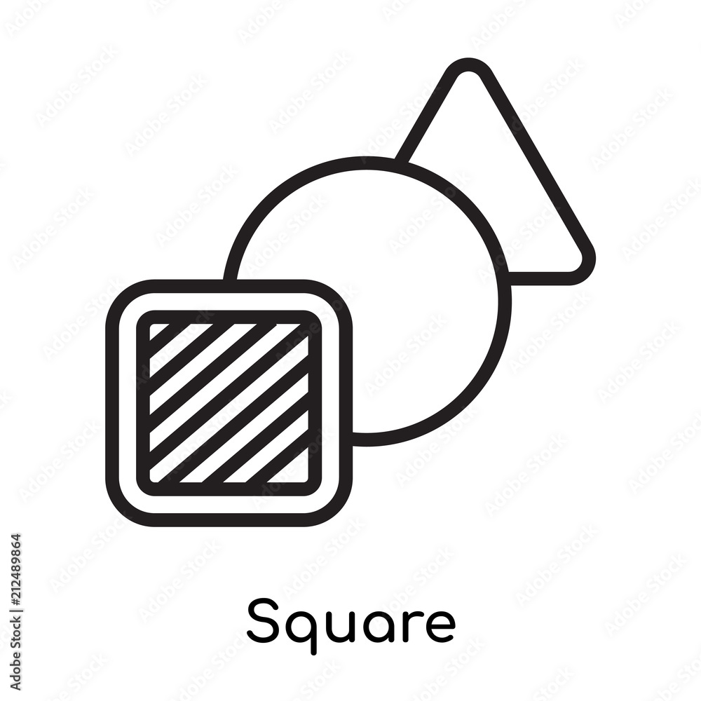 Square icon vector sign and symbol isolated on white background, Square ...