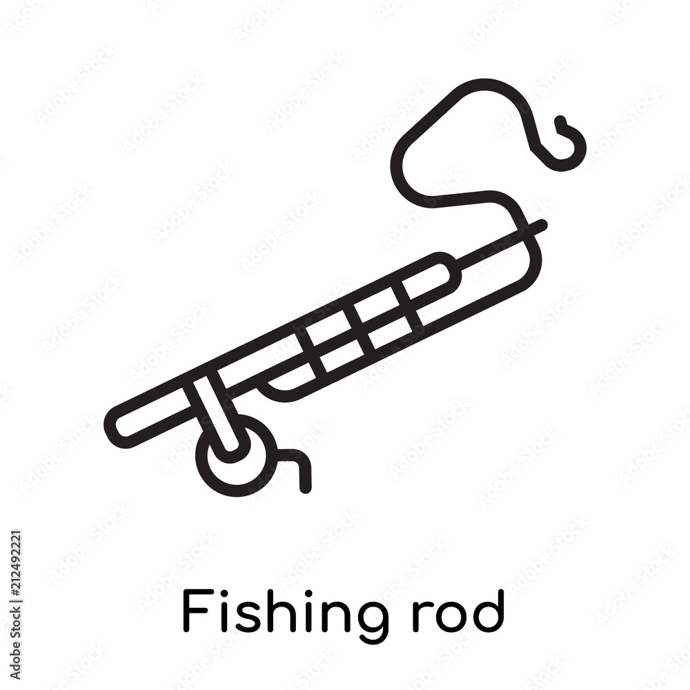 Fishing rod icon vector sign and symbol isolated on white background ...