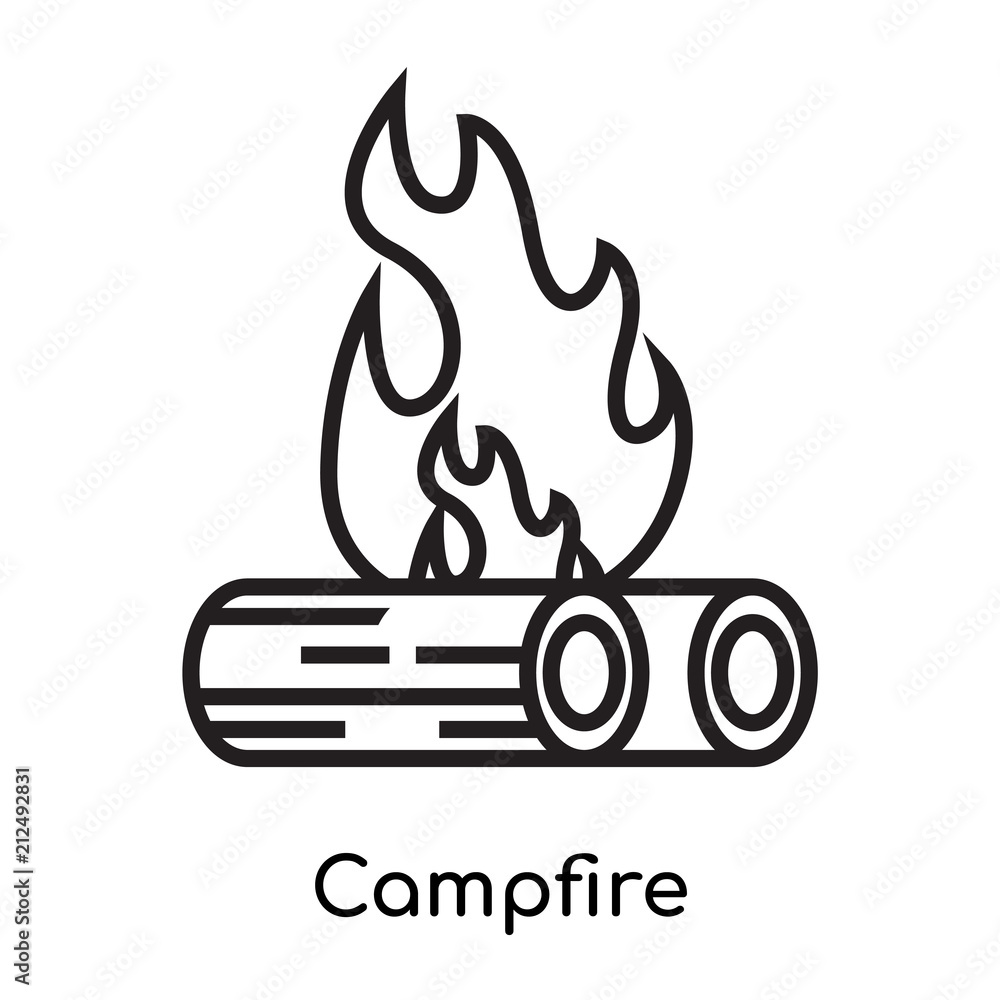 Campfire icon vector sign and symbol isolated on white background ...