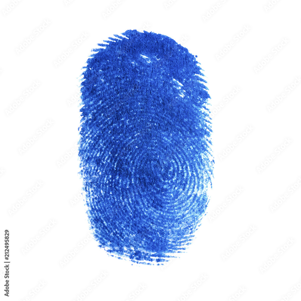 Ink blue fingerprint identification symbol isolated on white background ...