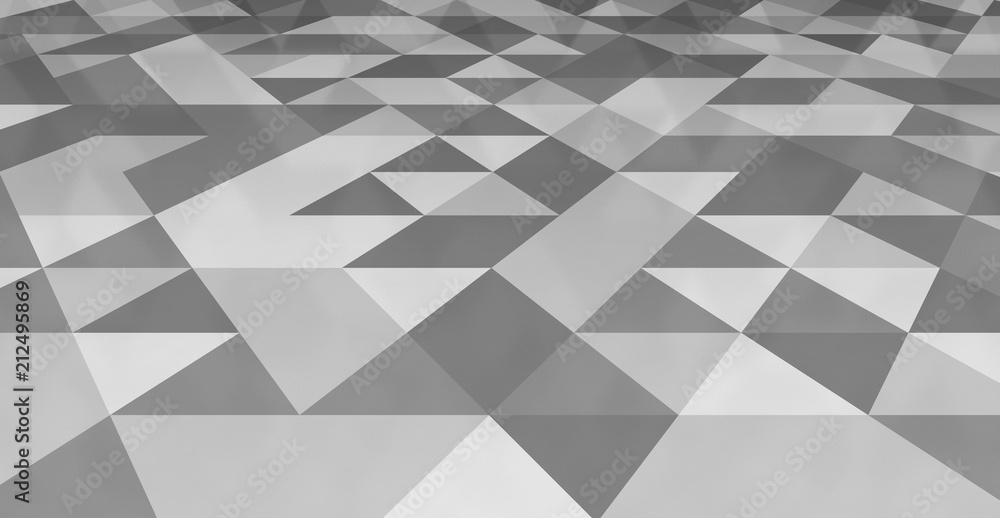 Grey triangle tiles flooring, white texture pattern background. 3d ...