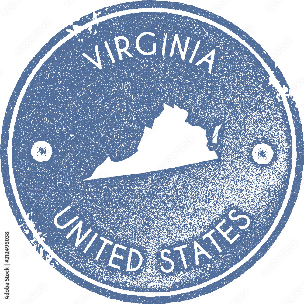 Virginia map vintage stamp. Retro style handmade label, badge or ...
