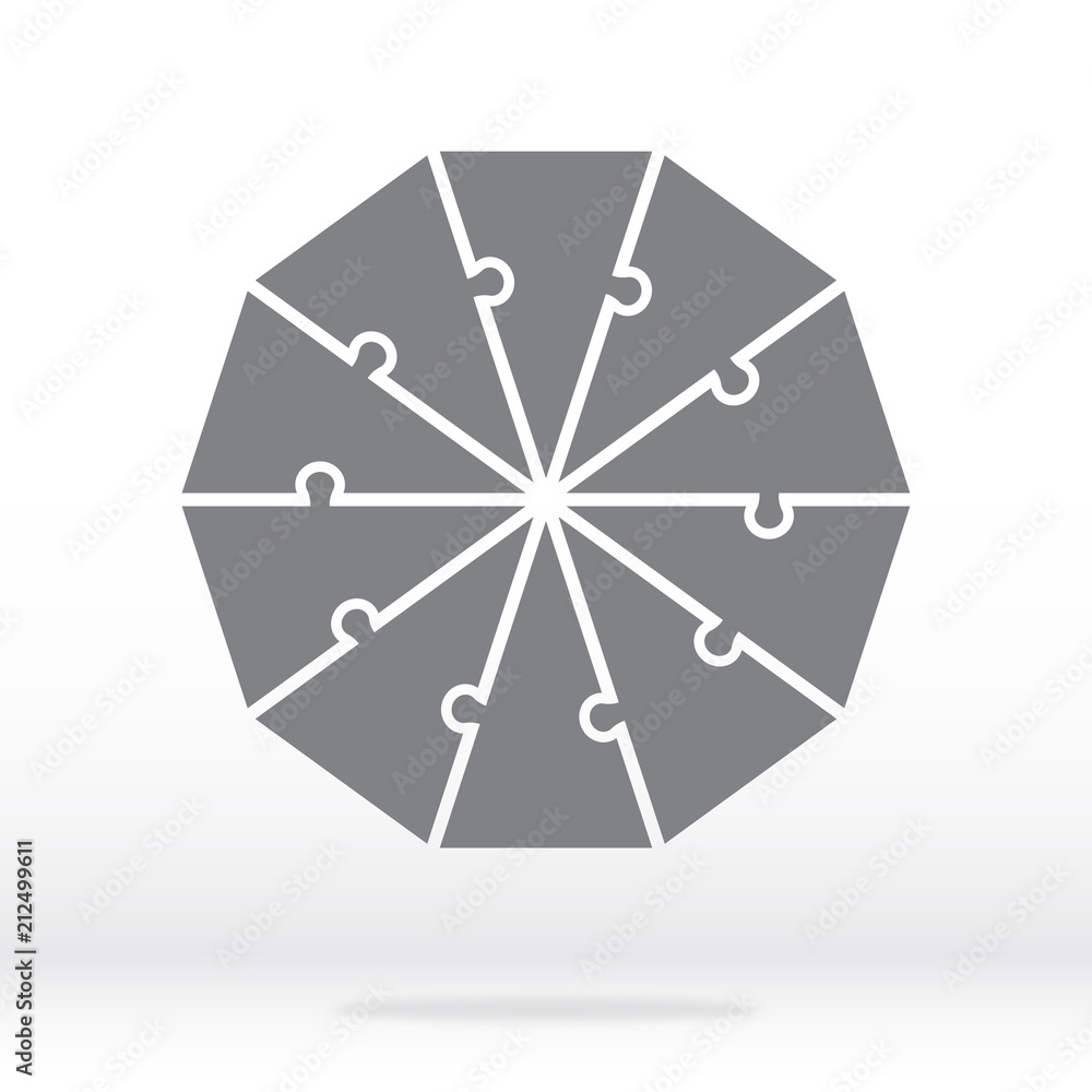 Simple icon decagon puzzle in gray. Simple icon decagon puzzle of the ...