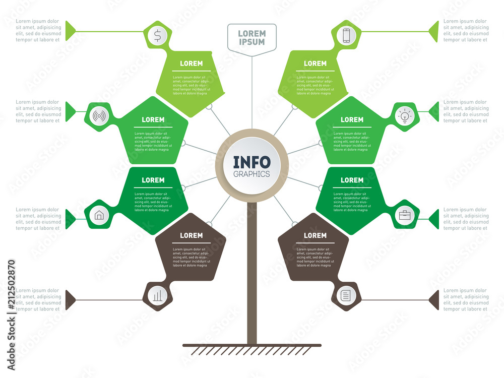 Vertical Timeline infographics. Tree of development and growth of the ...