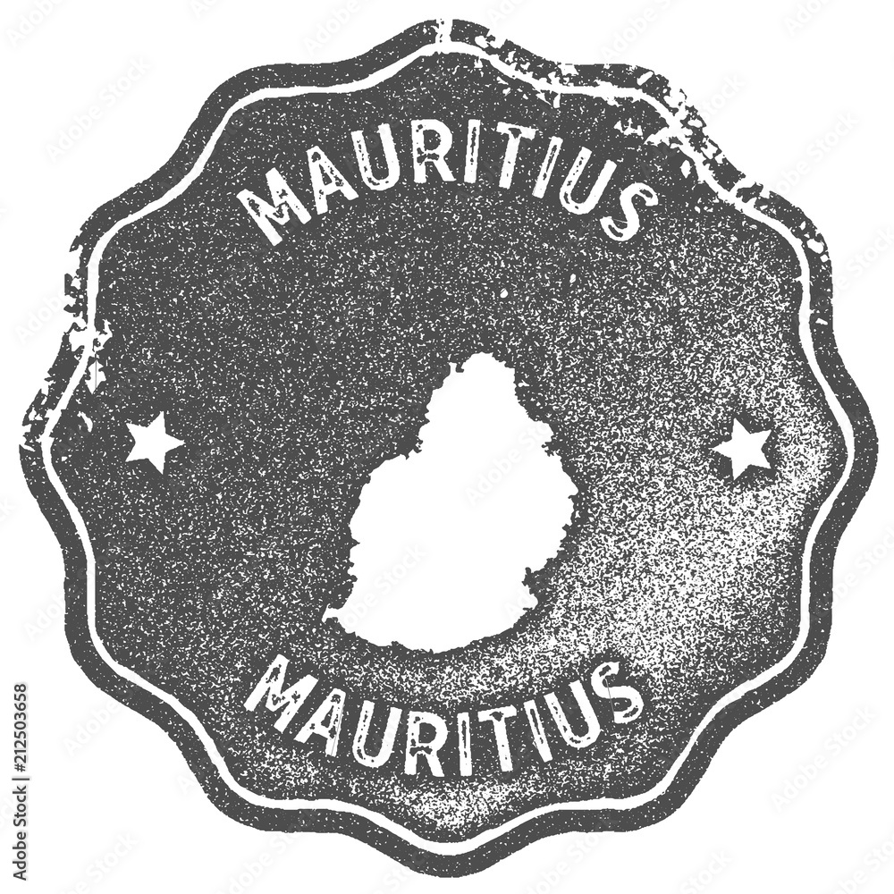 Mauritius map vintage stamp. Retro style handmade label, badge or ...