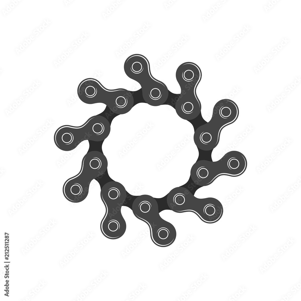 Bicycle chain isolated logo on white background. Bike circle chains ...