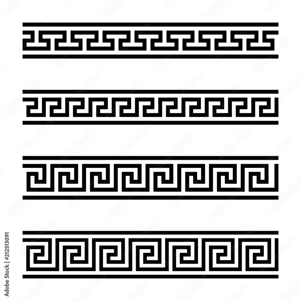 Four seamless meander designs. Meandros, a decorative border ...