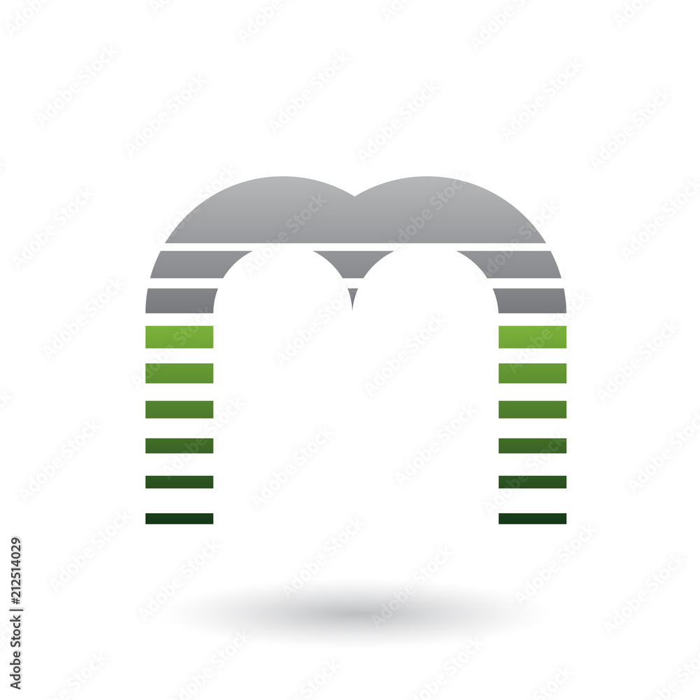 Black and Green Letter M Icon with Horizontal Stripes Vector ...