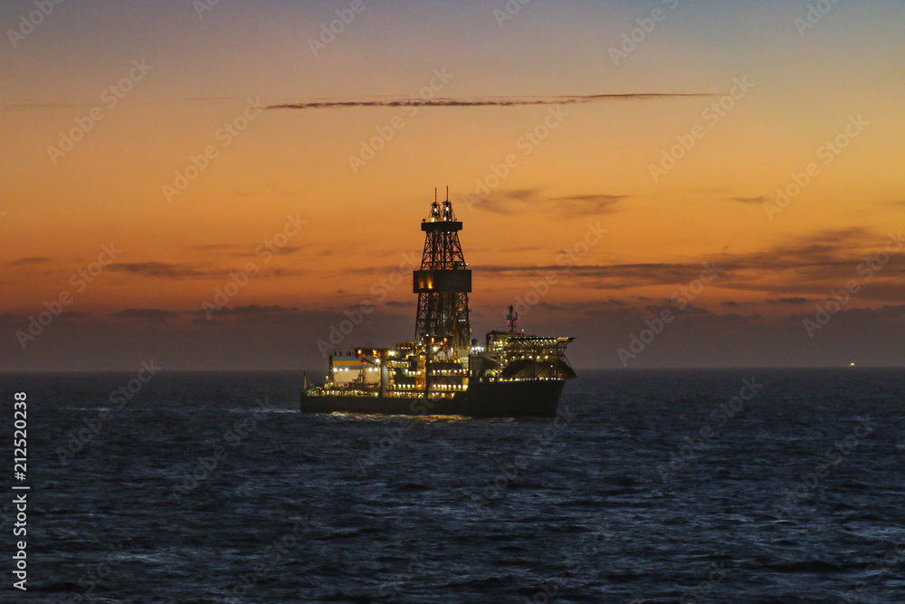Sunrise over the oil towers and offshore oil rigs, MORE OPTIONS IN MY ...