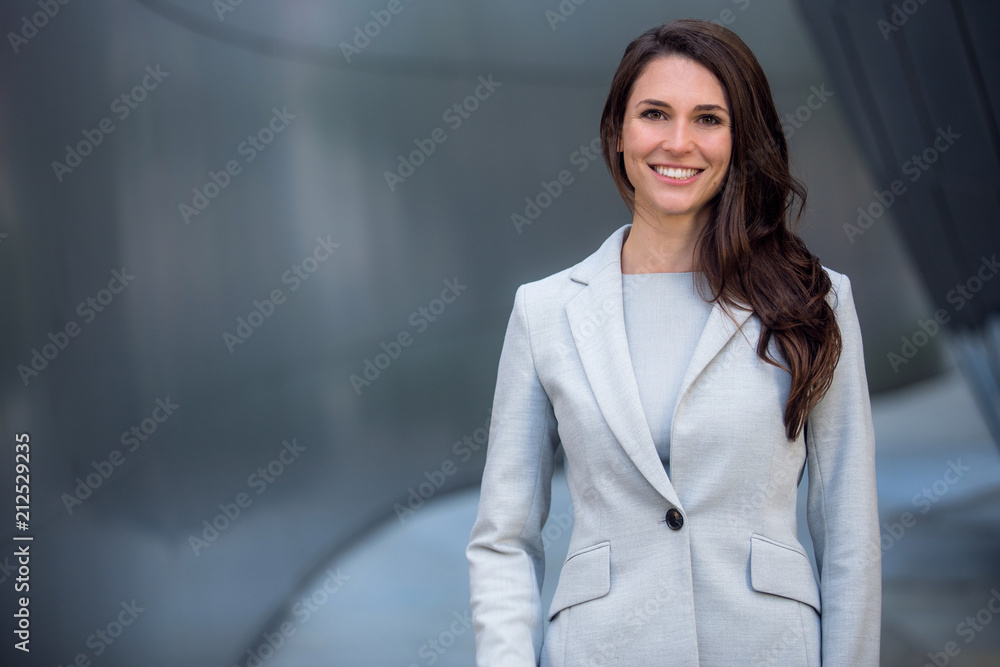 Smiling beautiful commercial model business woman professional ...