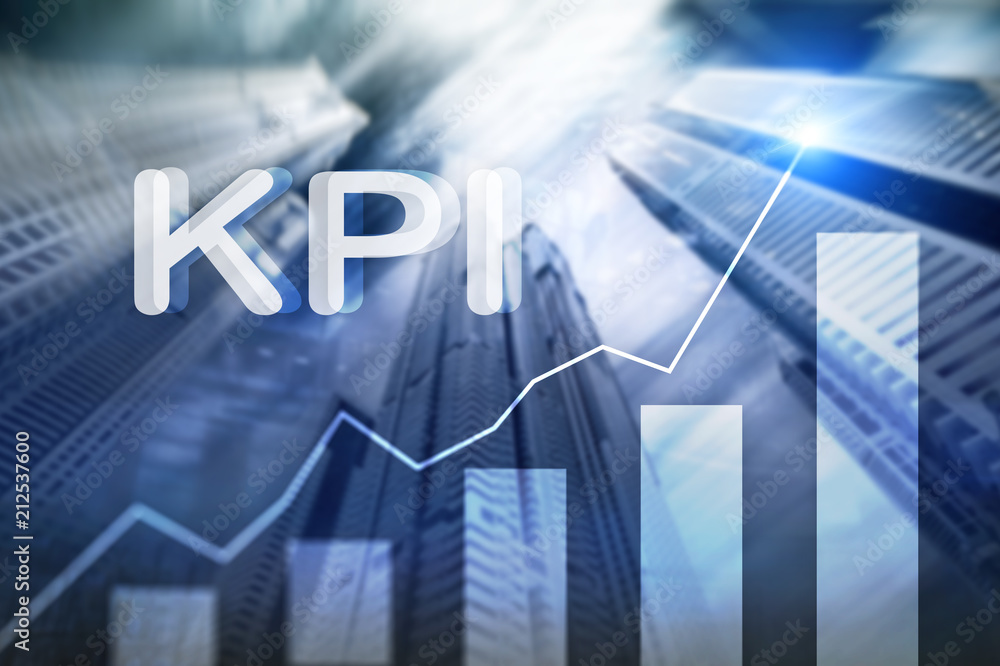KPI - Key performance indicator graph on blurred background. Stock ...