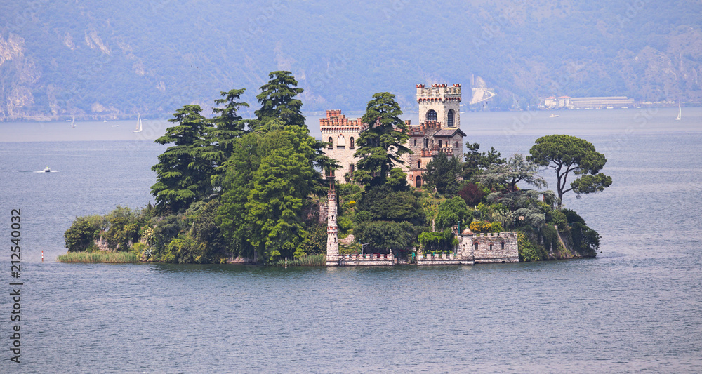 Isola di Loreto, tiny island inside Iseo Lake, Lombardy, Italy, old ...