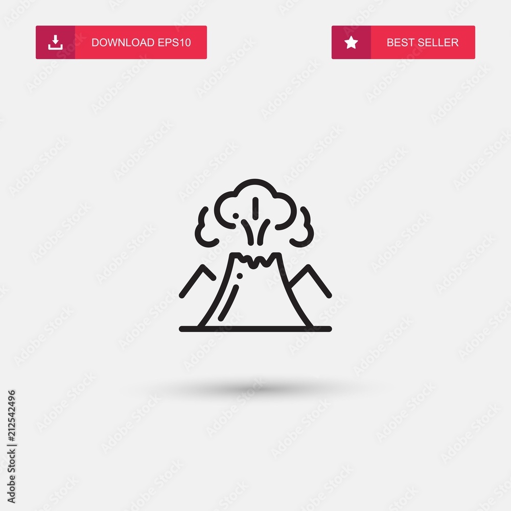 Outline Volcano Icon isolated on grey background. Modern simple flat ...