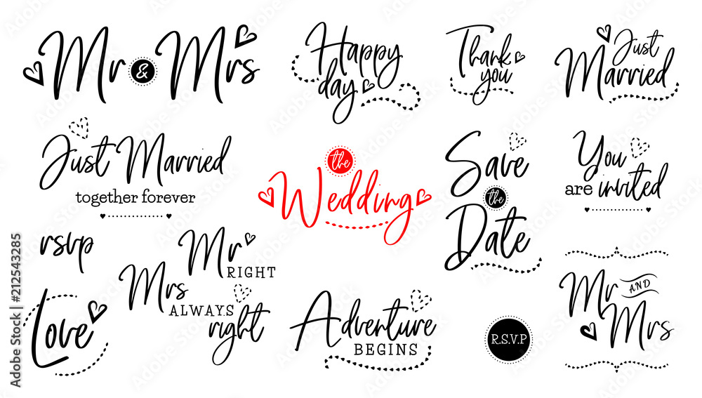 wedding lettering set Stock Vector | Adobe Stock