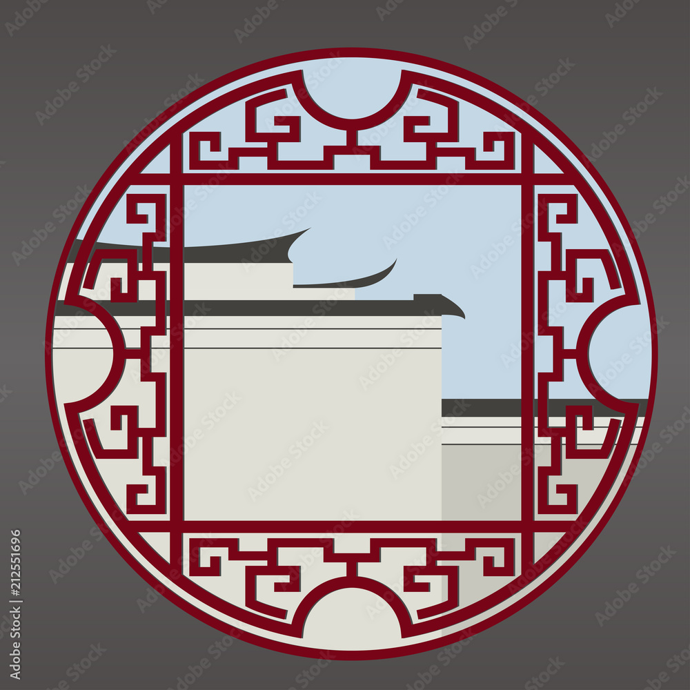 Chinese Window Frame, Ancient Building Stock Vector | Adobe Stock