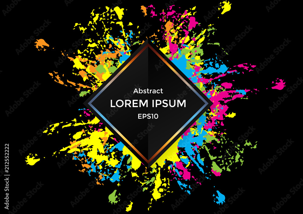 abstract shape design with splatter color background. illustration ...