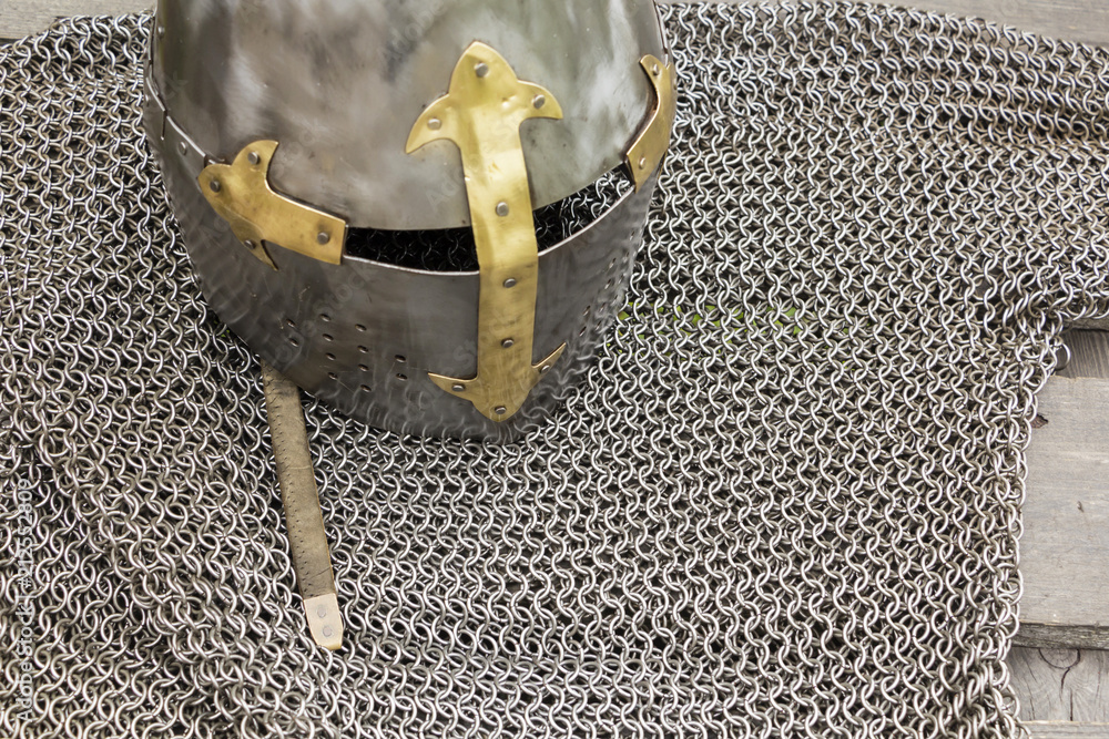 Medieval knight's armor mail frame. Texture of chainmail of a medieval ...