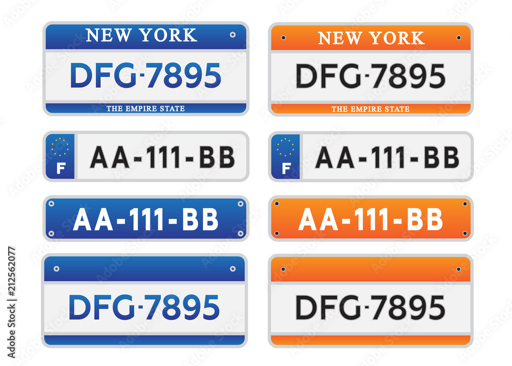 Car number plates license set illustration Stock Vector | Adobe Stock