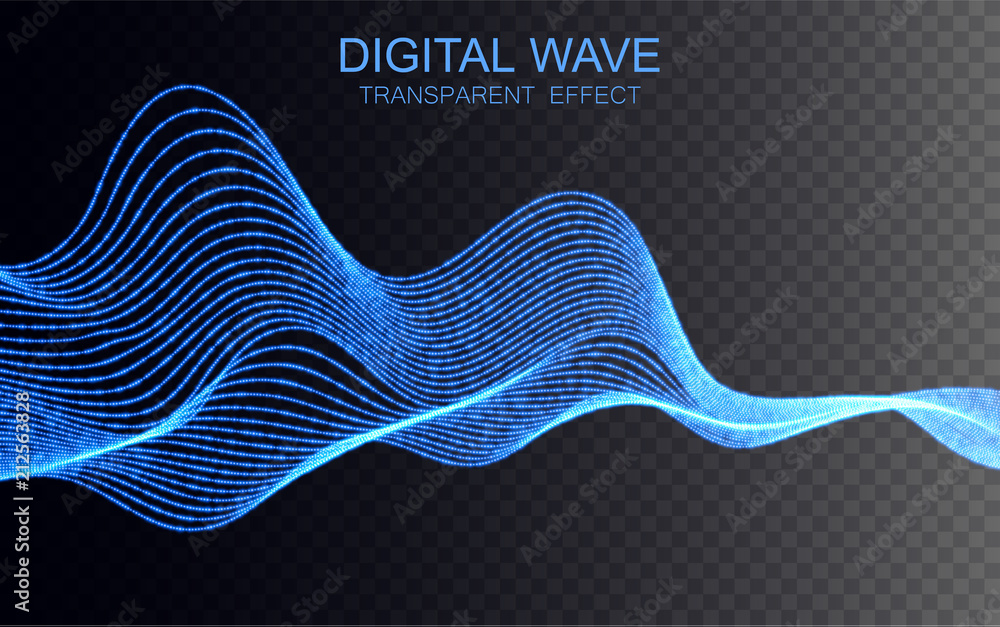 Glowing digital wave. Transparent light effect. Vector illustration ...