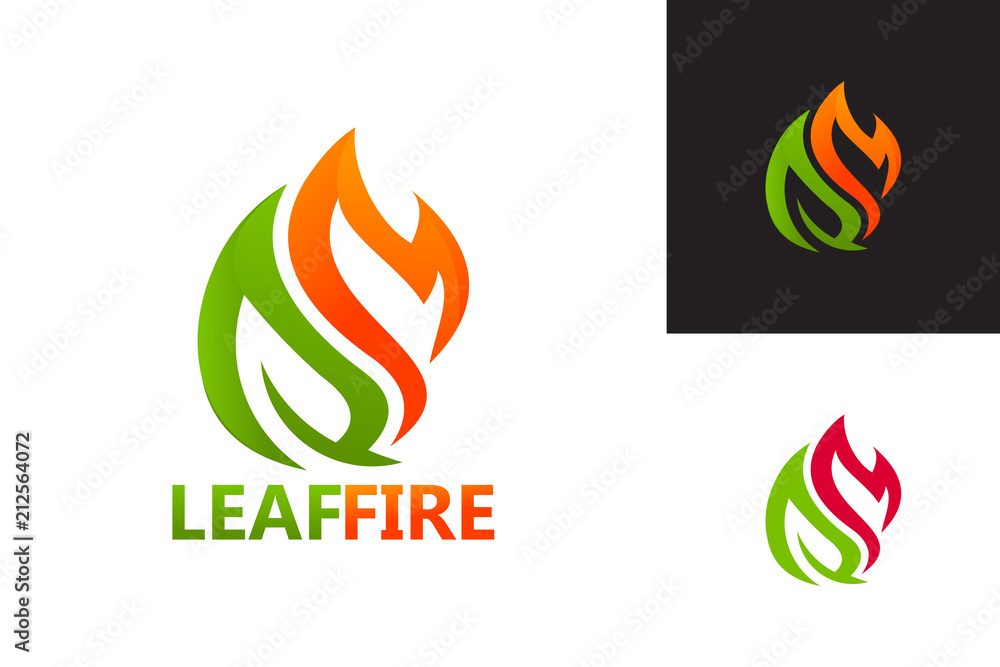 Leaf Fire Logo Template Design Vector, Emblem, Design Concept, Creative ...