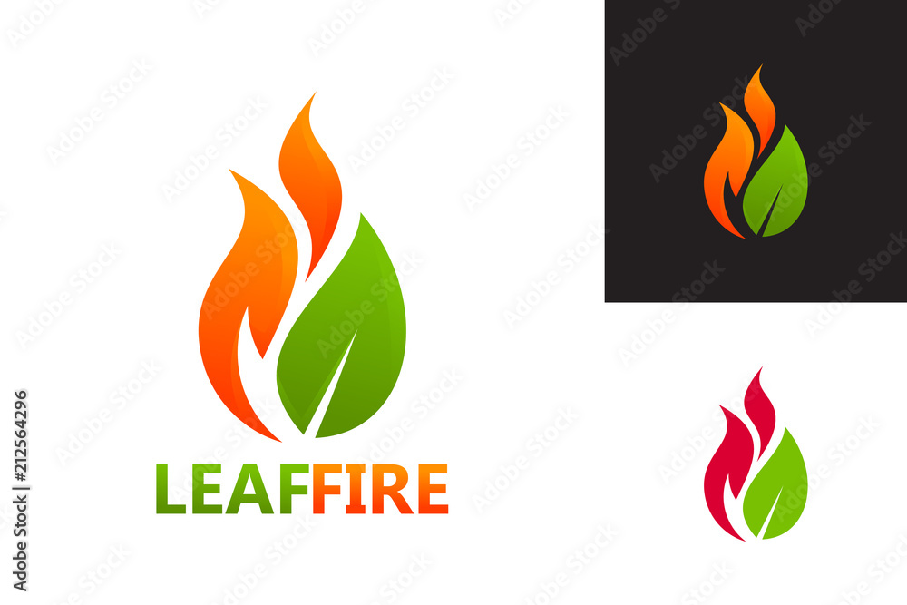 Leaf Fire Logo Template Design Vector, Emblem, Design Concept, Creative ...