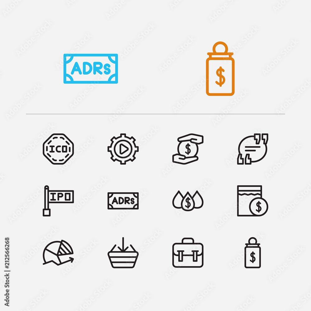 Vetor de Trading icons set. Quote and trading icons with chart ...