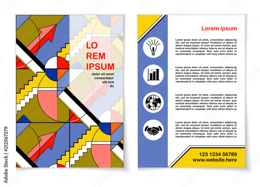 Vertical background with colorful geometric pattern. Layout front and ...