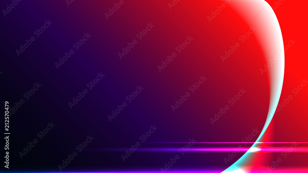 Background with a blue-red gradient and a curved white and green line ...