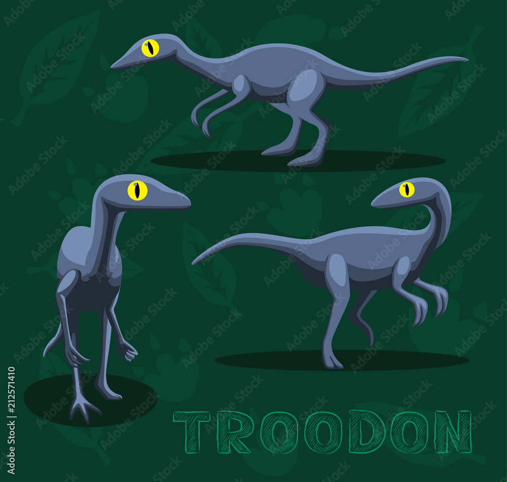 Dinosaur Troodon Cartoon Vector Illustration Stock Vector | Adobe Stock