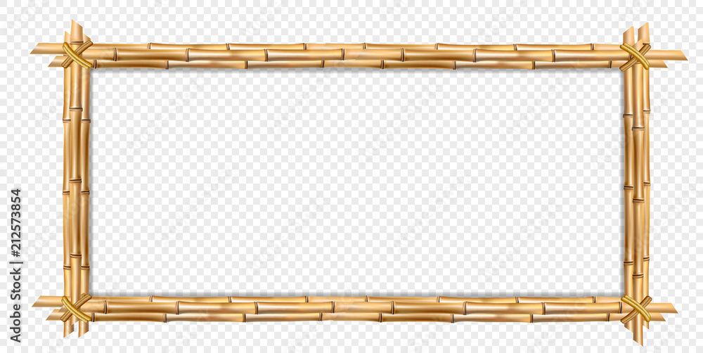 Rectangle brown wooden frame realistic bamboo sticks with copy space ...