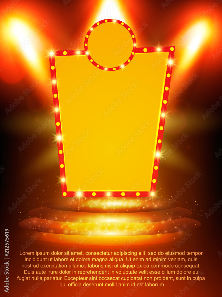 Poster Template banner with podium and spotlights. Design for ...