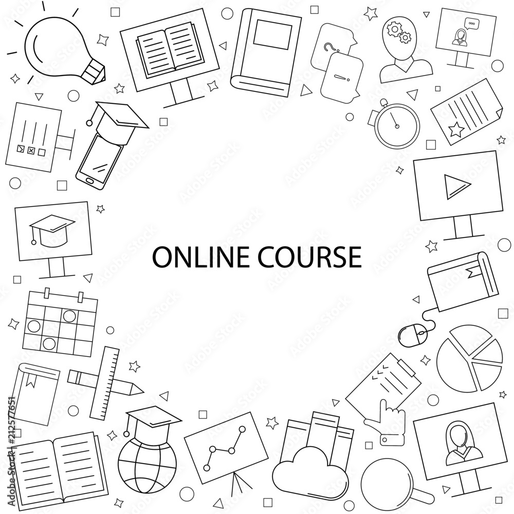 Vector Online course pattern. Online course seamless background Stock ...
