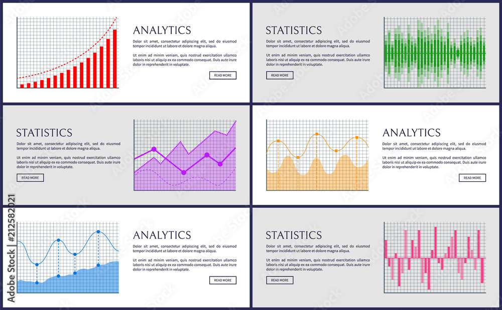 Analytics and Statistics, Color Charts Collection Stock Vector | Adobe ...