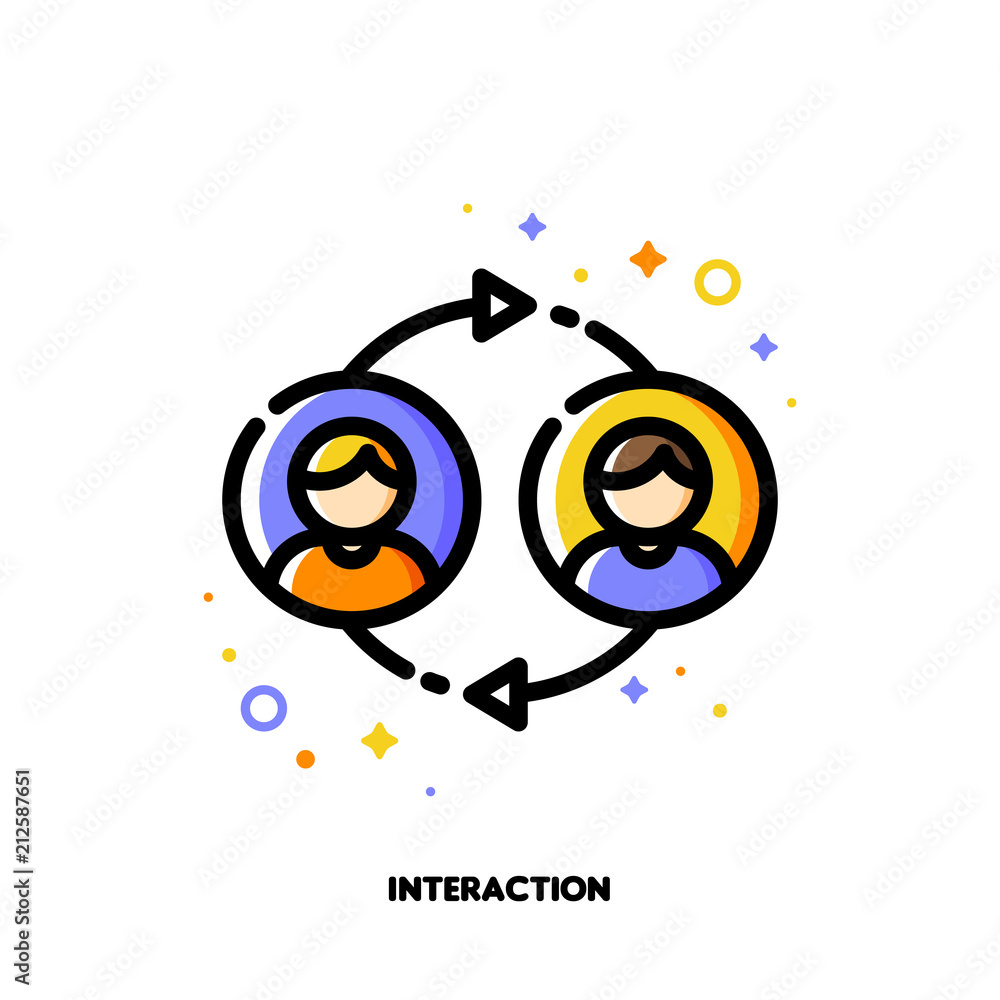 User interaction, people communication or customer discussion concept ...