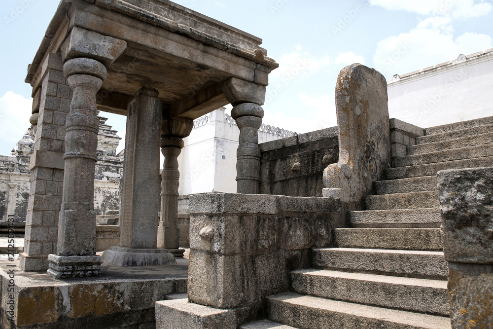 Carved inscriptions in Kannada on the stone pillar at the entrance of ...