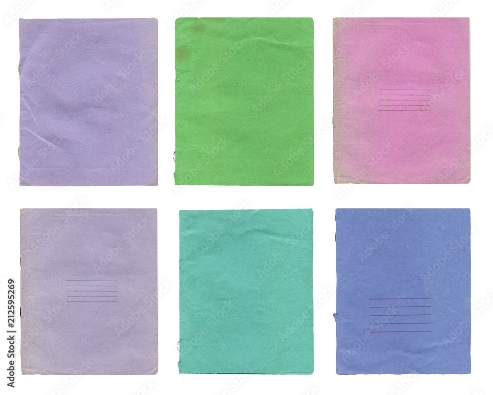 Exercise book isolated on white. Old exercise book set cover Stock ...