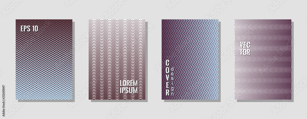 Laconic zig zag banner templates, wavy lines gradient stripes ...