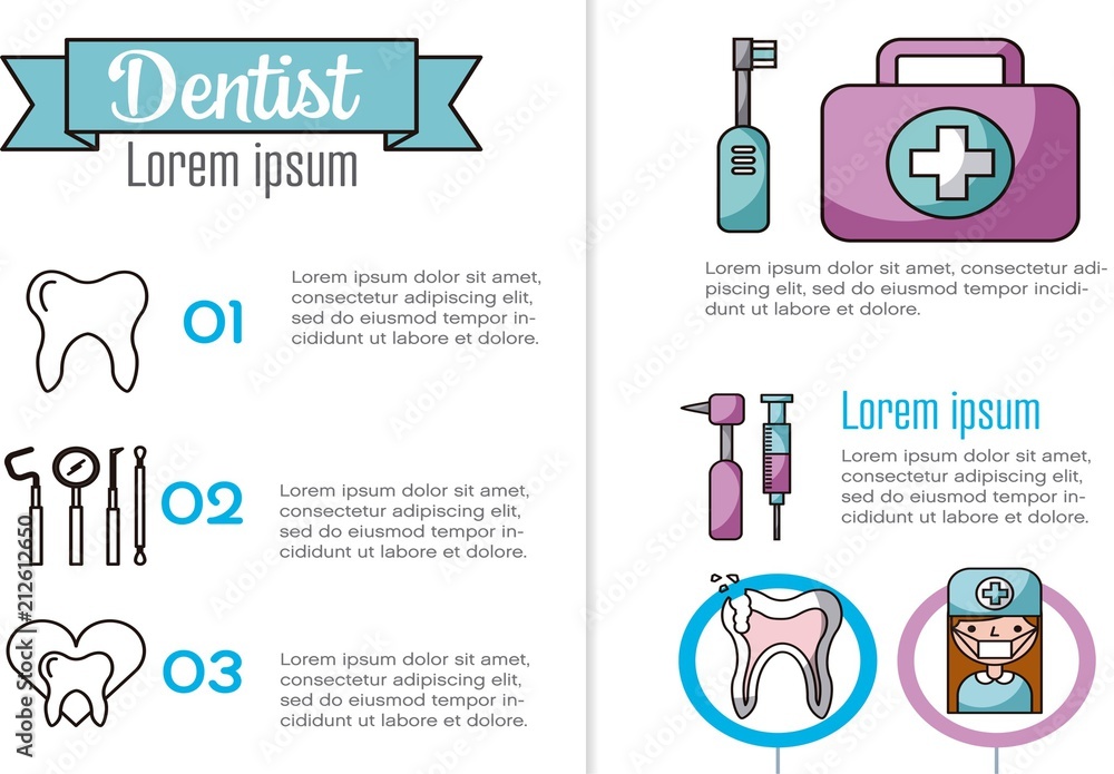 Blue Pink White Dental Health Care Infographic Template Stock Template ...