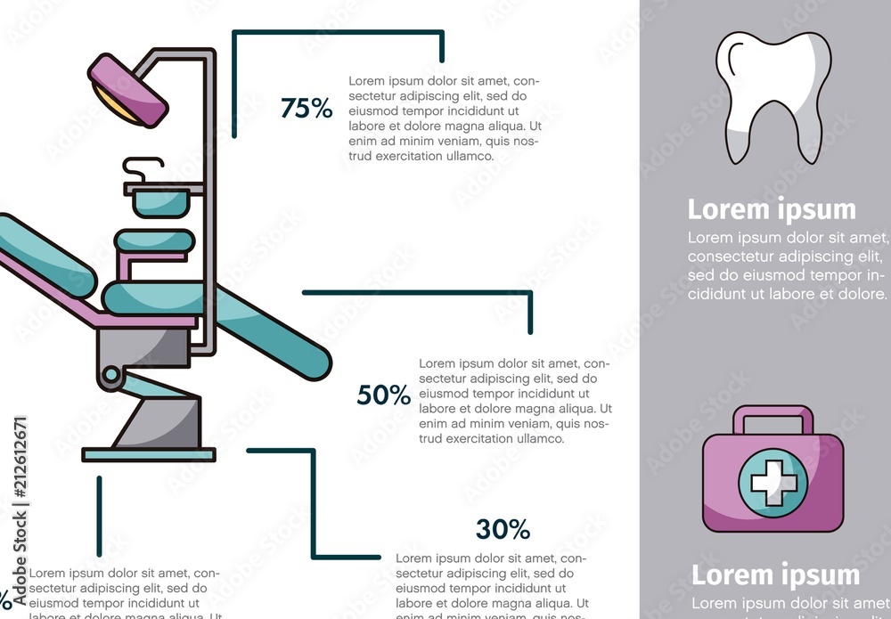 Blue and Pink Dental Chair Diagram Medical Infographic Layout Stock ...