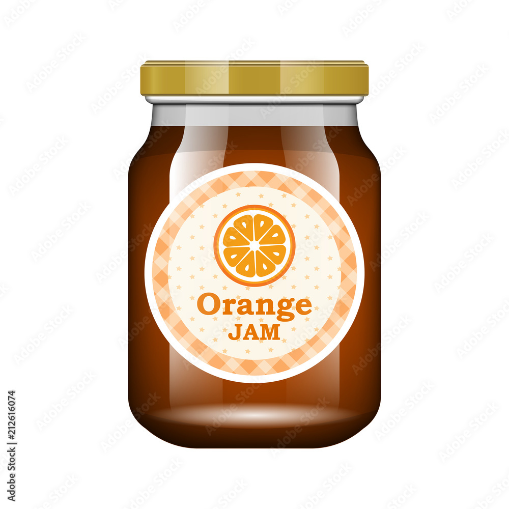 Jam orange. Glass jar with jam and configure. Vector illustration ...