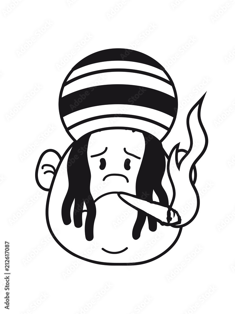 rauchen gesicht kiffer joint hanf raggae rastalocken weed stoned kiffen ...